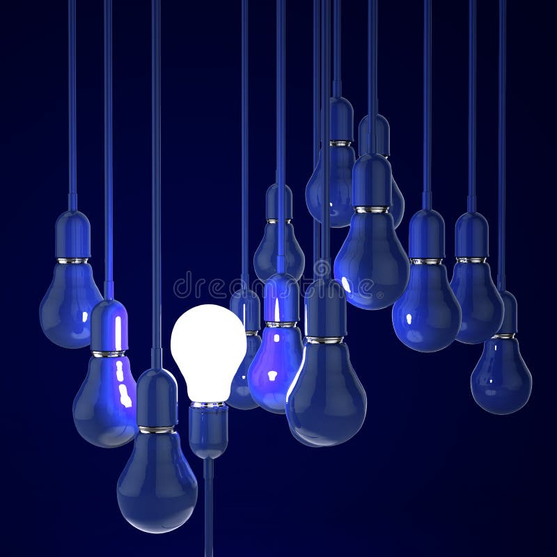 3d blue light bulb stock illustration. Illustration of equipment - 37105693