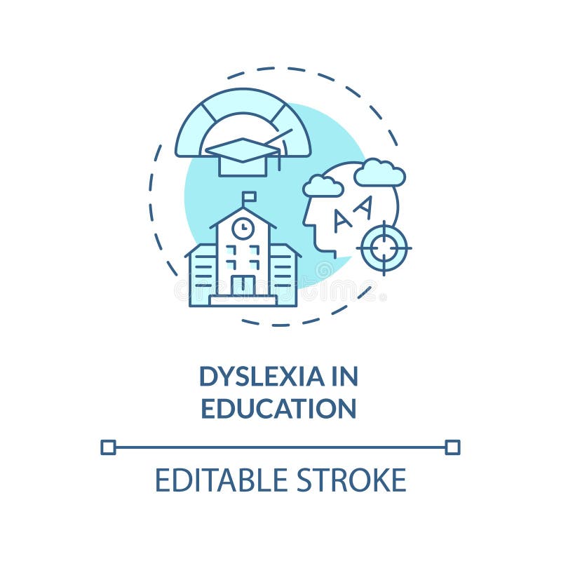 2D Blue Line Icon Dyslexia in Education Concept Stock Vector ...
