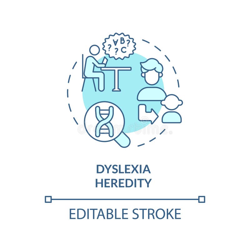 2D Blue Line Icon Dyslexia Heredity Concept Stock Vector - Illustration ...