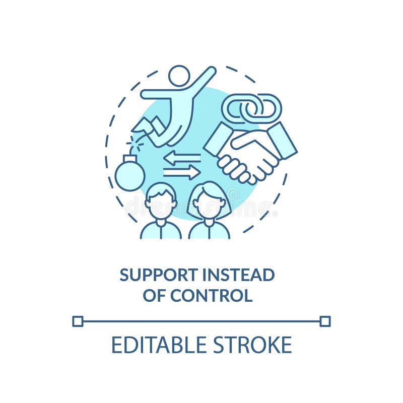 2D Blue Line Icon Support instead of Control Concept Stock Vector ...