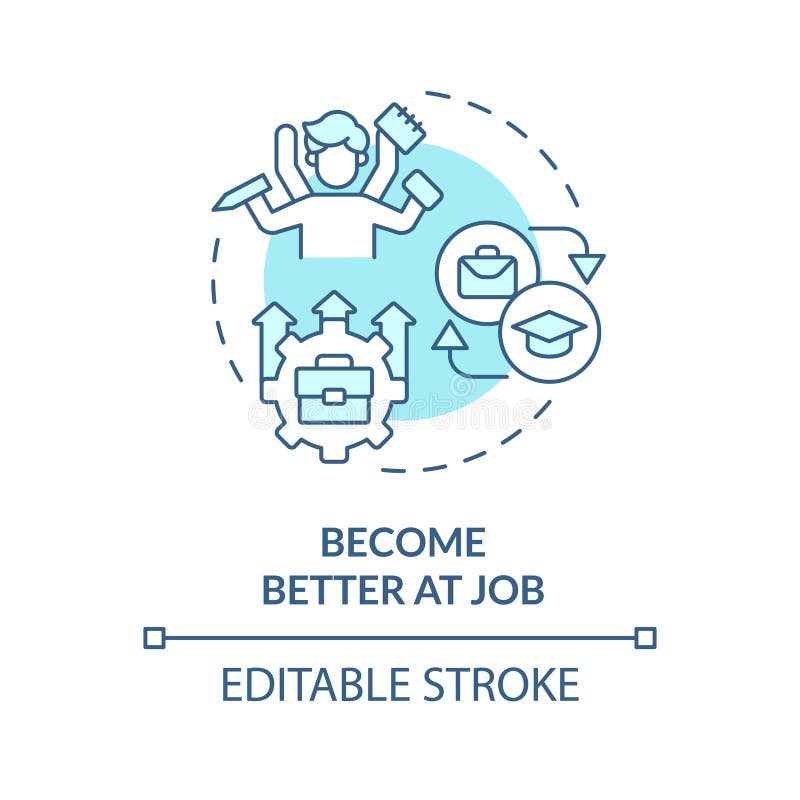 2D Blue Linear Icon Become Better at Job Concept Stock Vector ...
