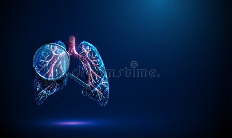 3d Blue Lungs with Bronchial Tree Structure Under Magnifying Glass ...