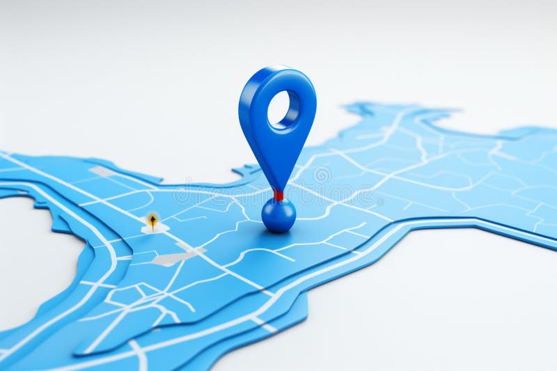 3D Blue Map Marker Symbolizes Precise GPS Navigation on White ...