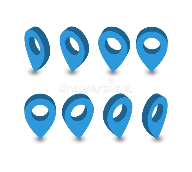 3D Blue Map Pointers. Marker Symbol. Vector Icon. Stock Illustration ...