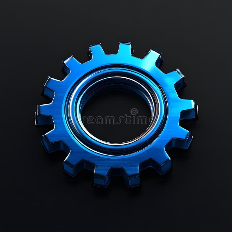 3D Blue Mechanical Gear Technology Work Icon Logo Stock Illustration ...
