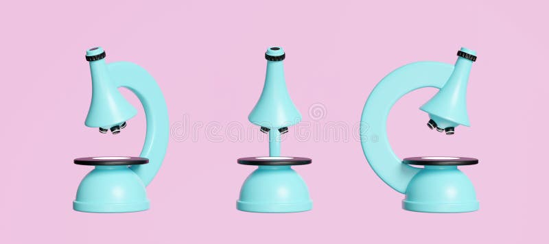 3d Blue Microscope Set Isolated on Pink Background. Room Online ...