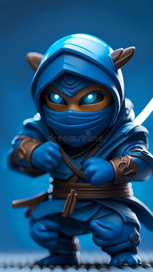 3D Blue Ninja Cartoon Character Illustration AI Generated Stock ...