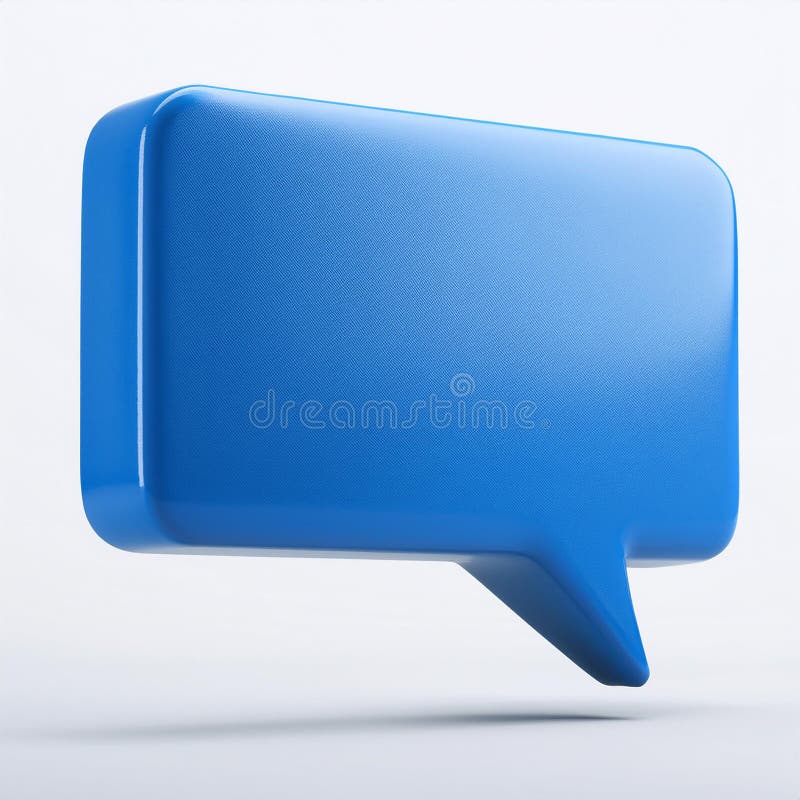 3D Blue Notification Message Pop-up on White Background. Speech Cloud ...