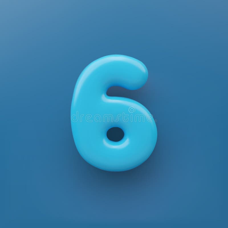 3D Blue Number 6 with a Glossy Surface on a Blue Background . Stock ...
