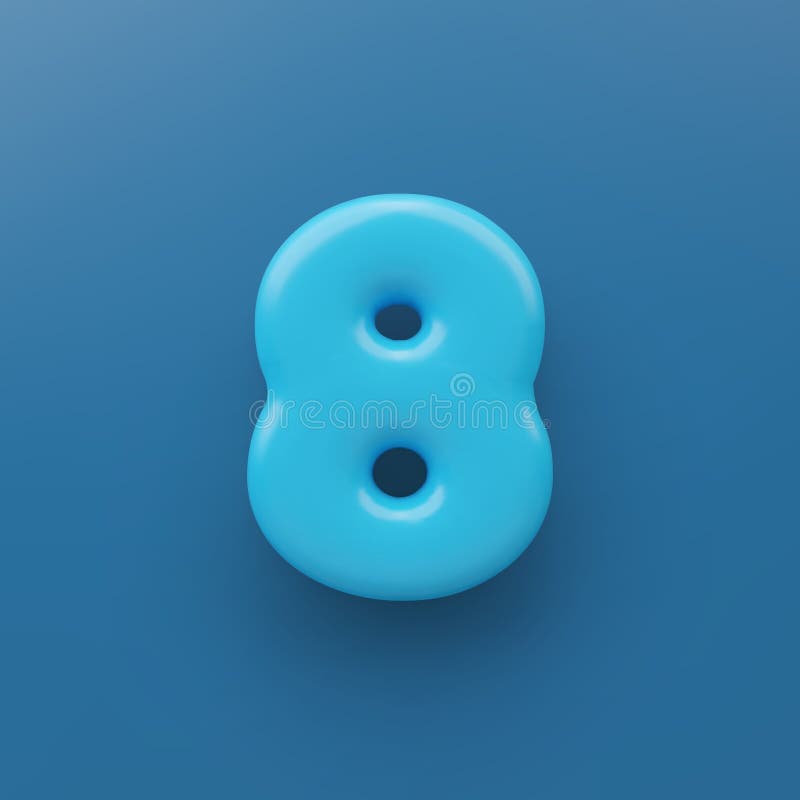 3D Blue Number 8 with a Glossy Surface on a Blue Background . Stock ...