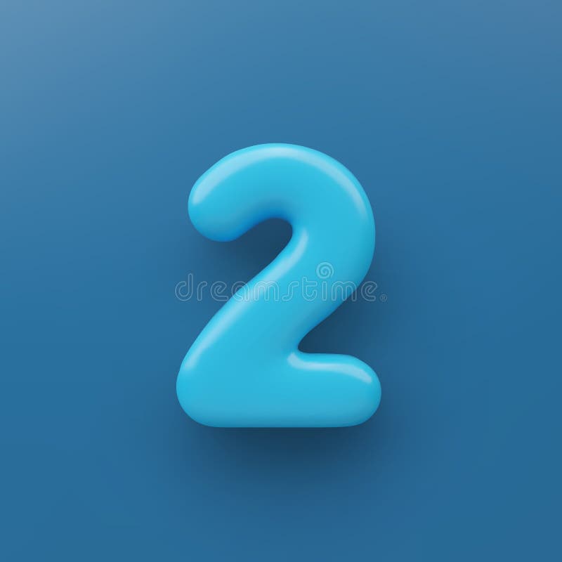 3D Blue Number 2 with a Glossy Surface on a Blue Background . Stock ...