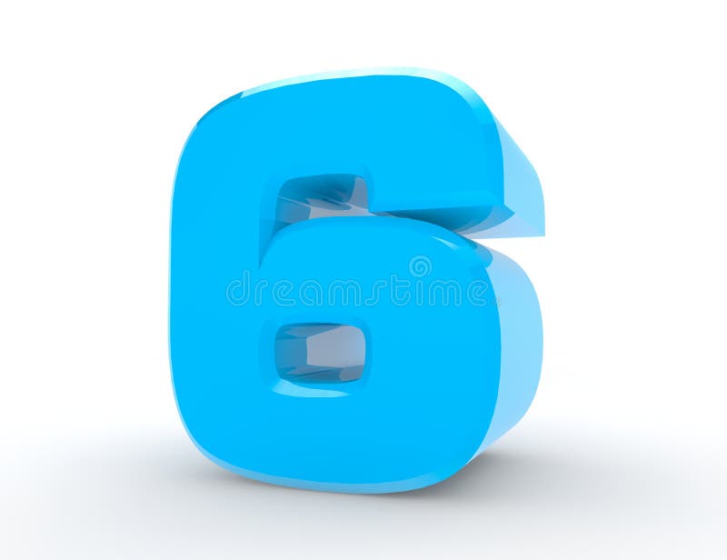 White Number 6 Six On A Blue Background. 3D Render Stock Illustration ...