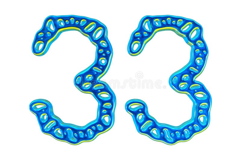 3d Blue Number 33 for Math and Business Concept Stock Illustration ...