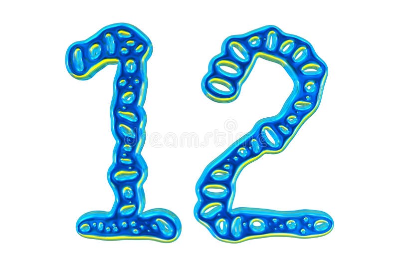 3d Blue Number 12 for Math and Business Concept Stock Illustration ...