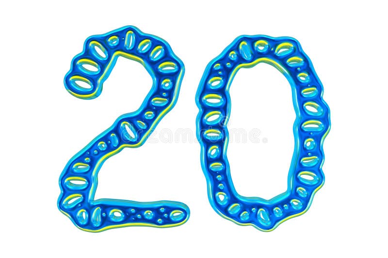 3d Blue Number 20 for Math and Business Concept Stock Photo ...