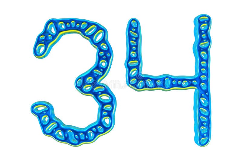 3d Blue Number 34 for Math and Business Concept Stock Image ...