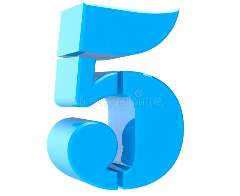 3d Blue Number 5 on White Background 3d Rendering Stock Illustration ...