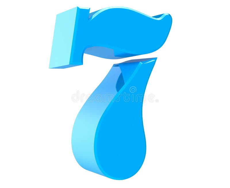 3d Blue Number 7 on White Background 3d Rendering Stock Illustration ...