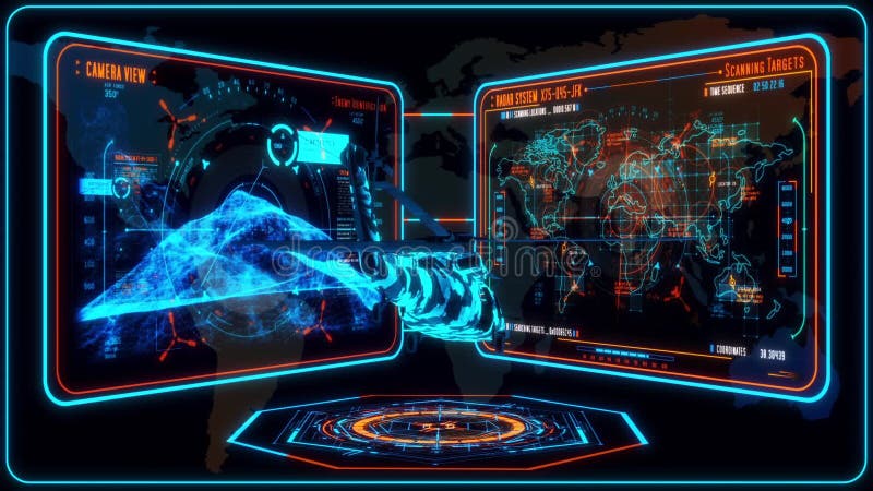 3D Blue Orange Helicopter HUD Interface Motion Graphic Element Stock ...