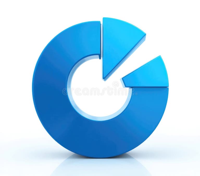 3d Blue Pie Chart Showing Segmentation on White Background Stock ...