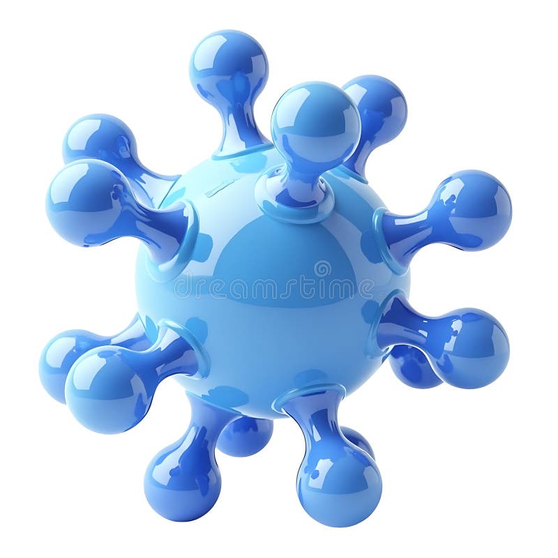 3D Blue Plastic Icon Glossy Spheres White Background Stock Illustration ...