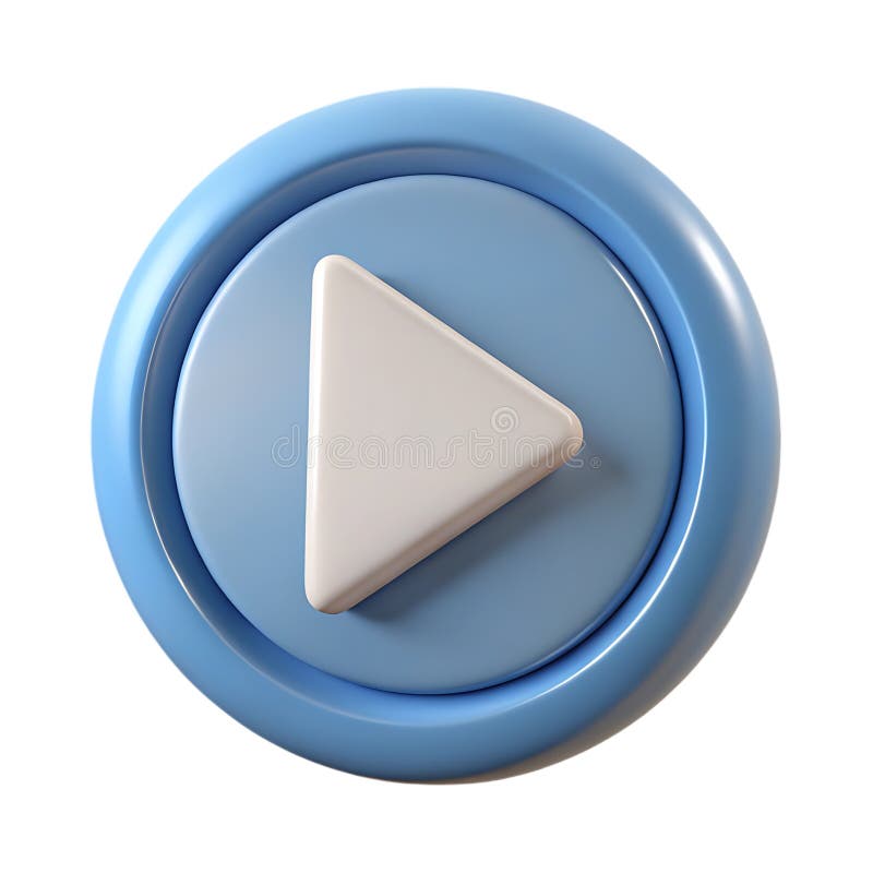 3d Blue Play Button Icon Isolated on Transparent Background Stock Photo ...
