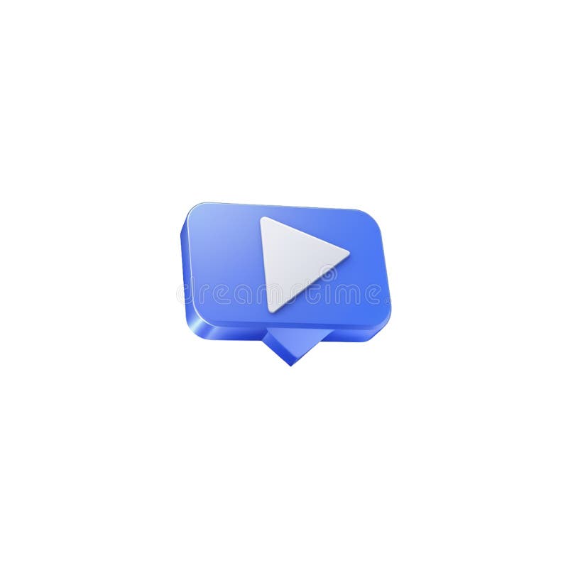 3D Blue Play Button Icon on White Background. Ai Generative Stock Image ...