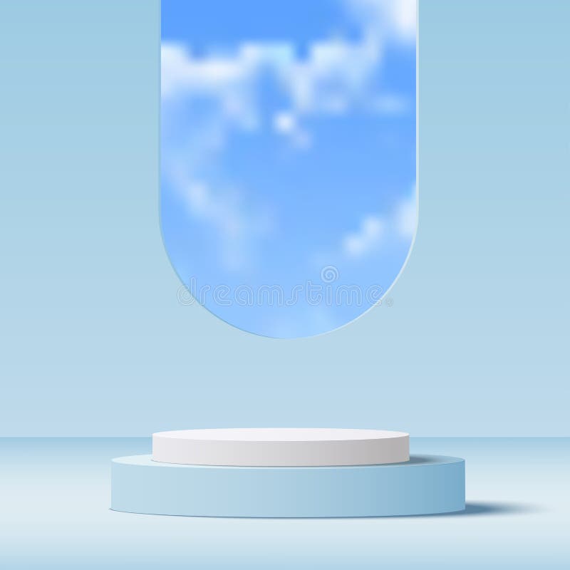3d Blue Podium and Minimal Blue Wall Scene. 3d Podium Minimal Cloud ...