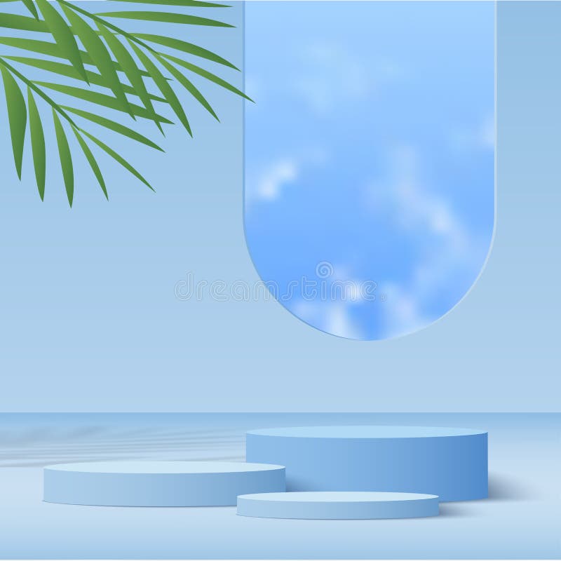 3d Blue Podium and Minimal Blue Wall Scene. 3d Podium Minimal Blue Sky ...