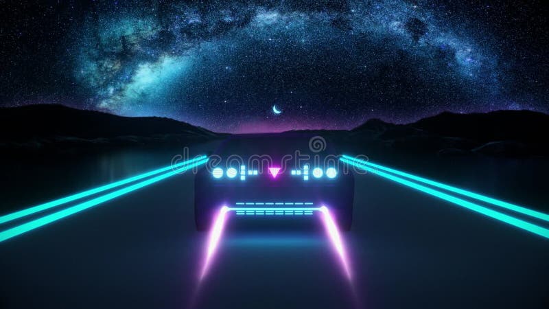 3D Blue Purple Synthwave Galaxy Retro Landscape VJ Loop Motion ...