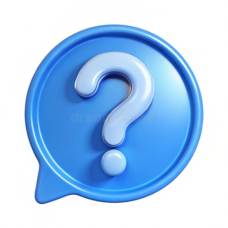 3D Blue Question Mark on Bubble Speech Sign Stock Illustration ...
