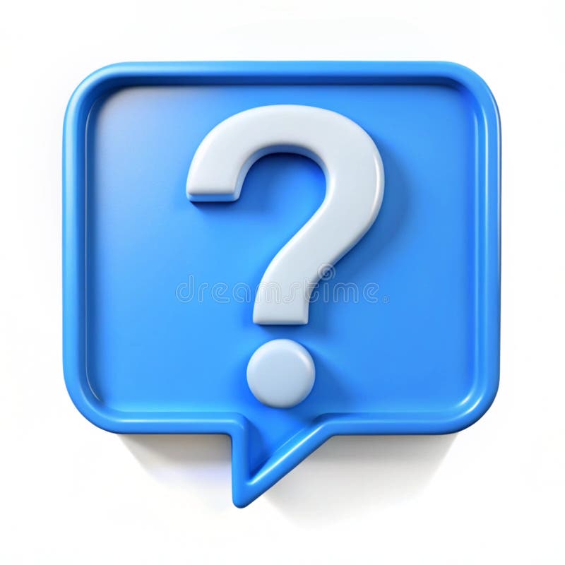 3D Blue Question Mark on Bubble Speech Sign Stock Illustration ...