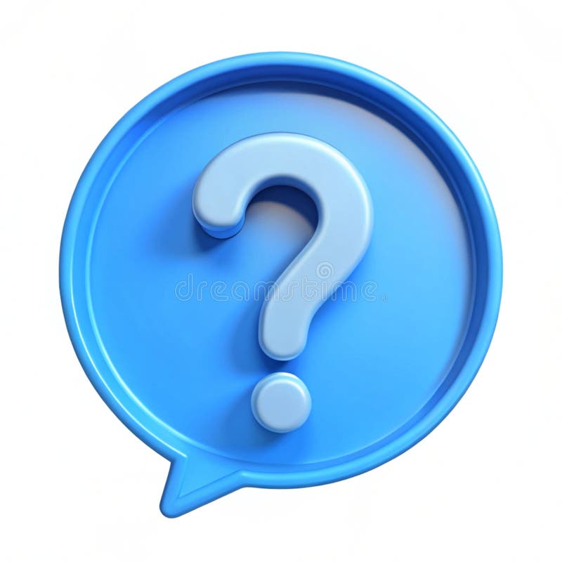 3D Blue Question Mark on Bubble Speech Sign Isolated Stock Illustration ...