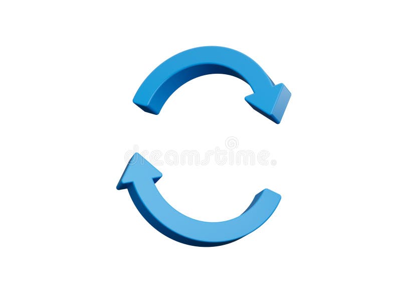 3d Blue Refresh Icon, Reload Icon Symbol, 3d Rotation Arrows on White ...