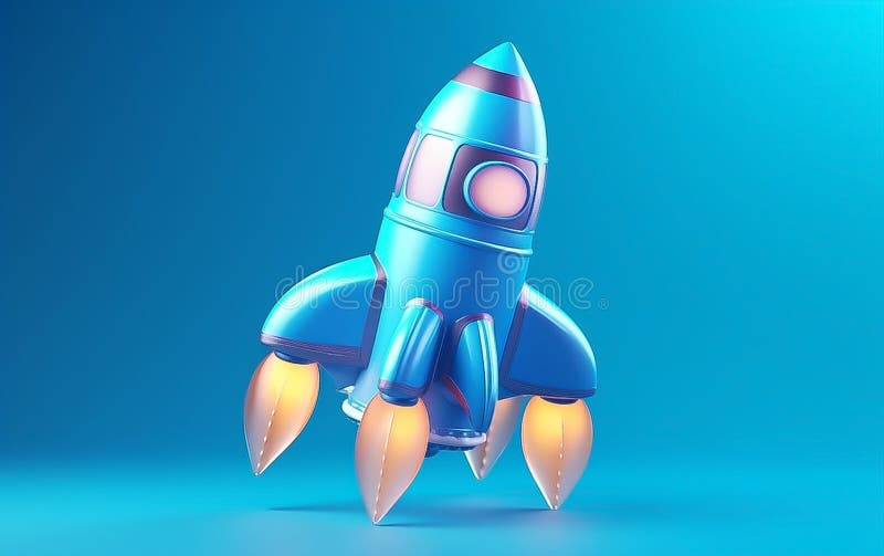 3D Blue Rocket Ship Cartoon Stock Illustration - Illustration of rocket ...