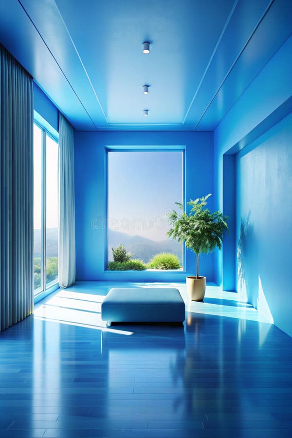 3D Blue Room Background stock illustration. Illustration of mockup ...