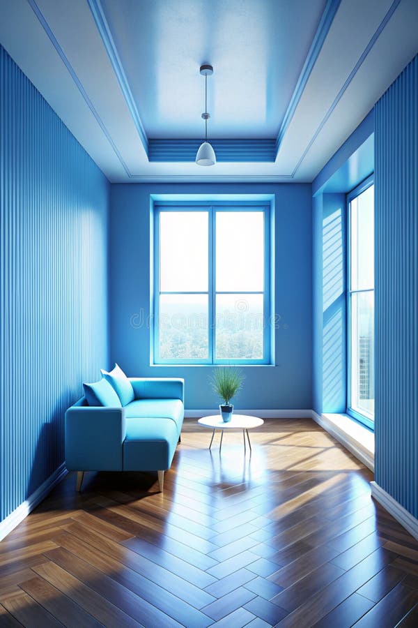 3D Blue Room Background stock illustration. Illustration of clean ...