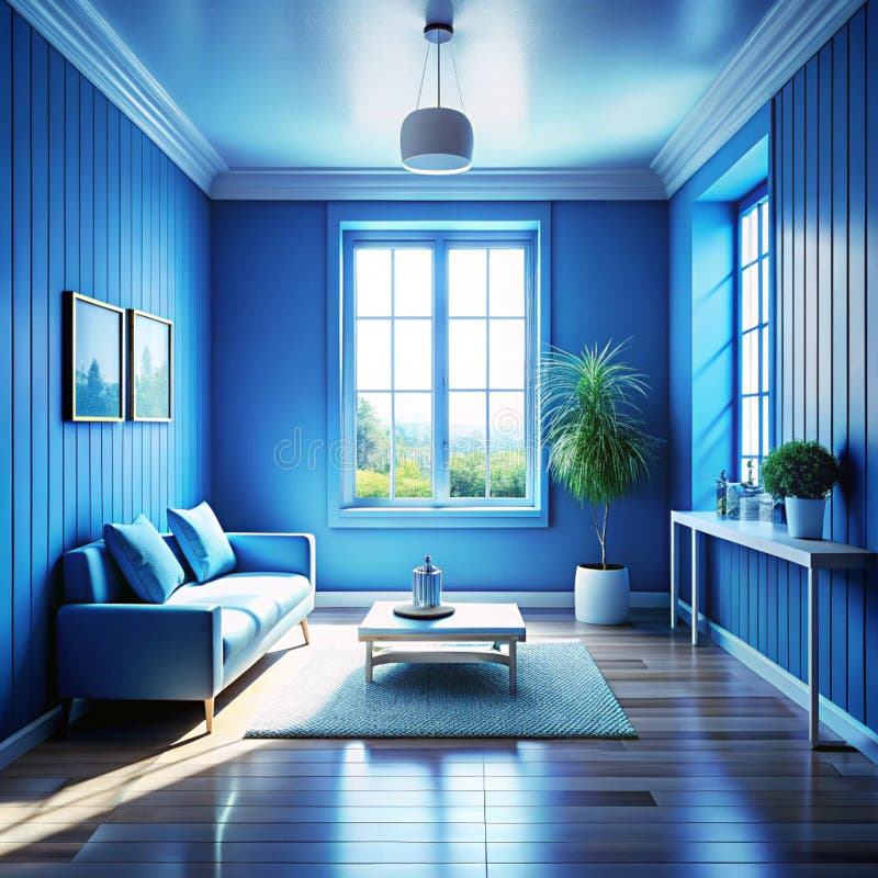 3D Blue Room Background stock illustration. Illustration of scene ...