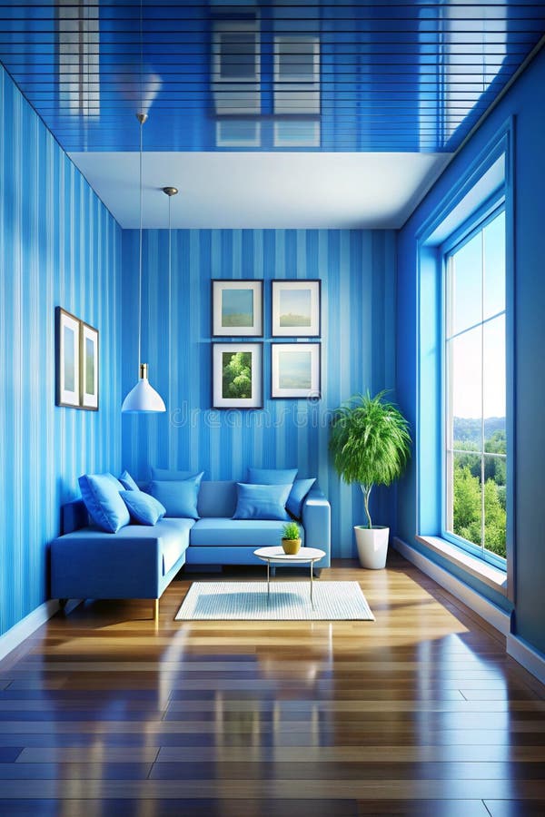 3D Blue Room Background stock illustration. Illustration of design ...