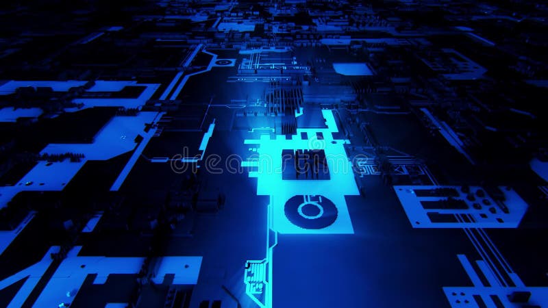3D Blue Sci-Fi CPU Circuit Board Intro Logo Background Stock Video ...