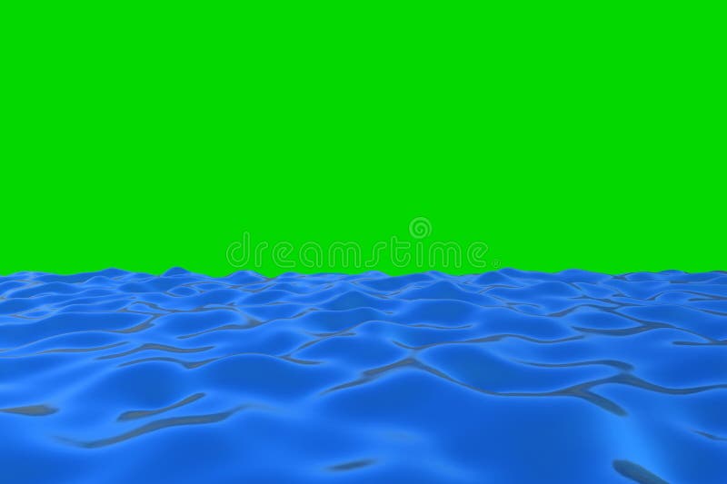 3d Blue Sea on Green Background. Ocean Wave Design Stock Illustration ...