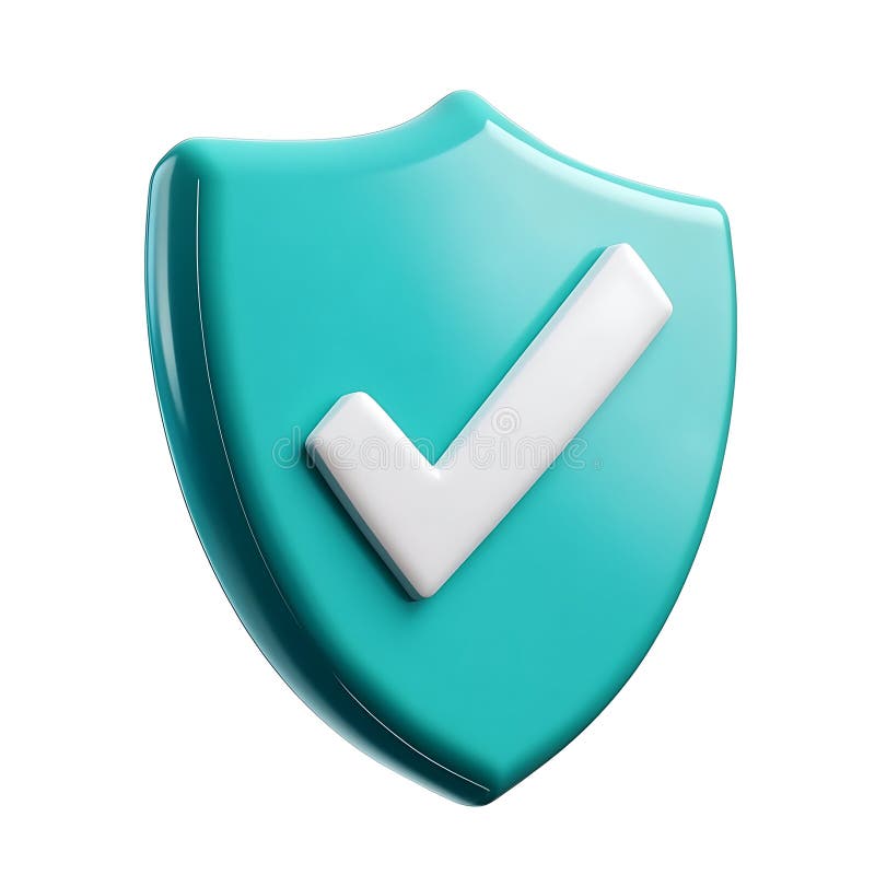 3D Blue Shield with White Checkmark Symbolizing Protection and Security Stock Illustration ...