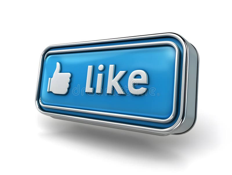 3D Blue Social Media "Like" Button with Thumbs Up Icon White Background ...