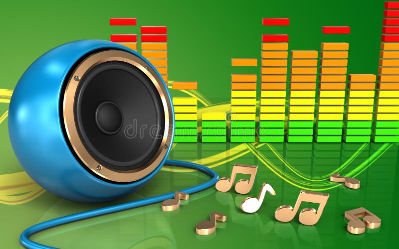3d Blue Sound Speaker Audio Spectrum Stock Illustration - Illustration ...