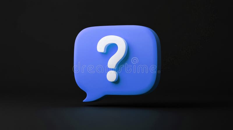 3D Blue Speech Bubble with a Bold White Question Mark at Its Center ...