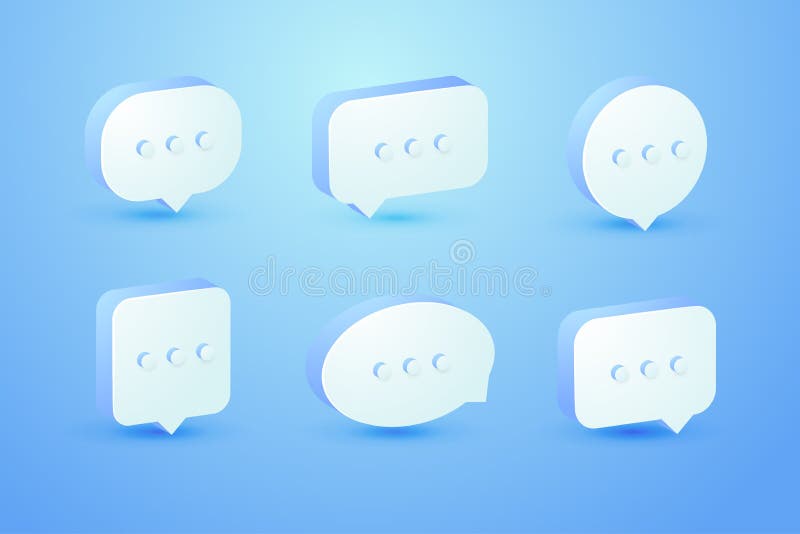 3d Blue Speech Bubble Chat Icon Collection Set Poster and Sticker ...