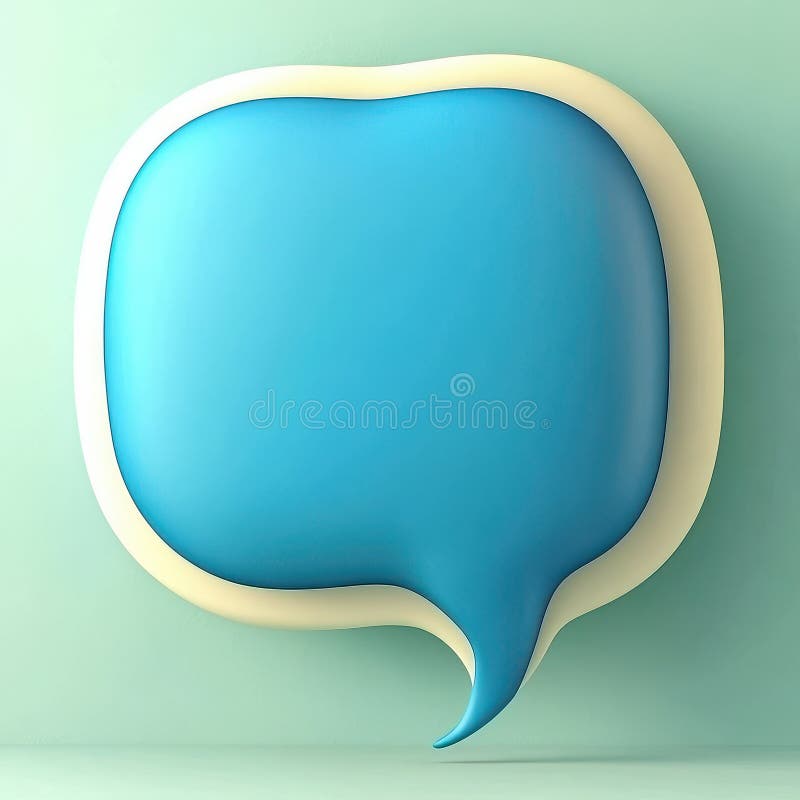 3D Blue Speech Bubble on Green Background Stock Illustration ...