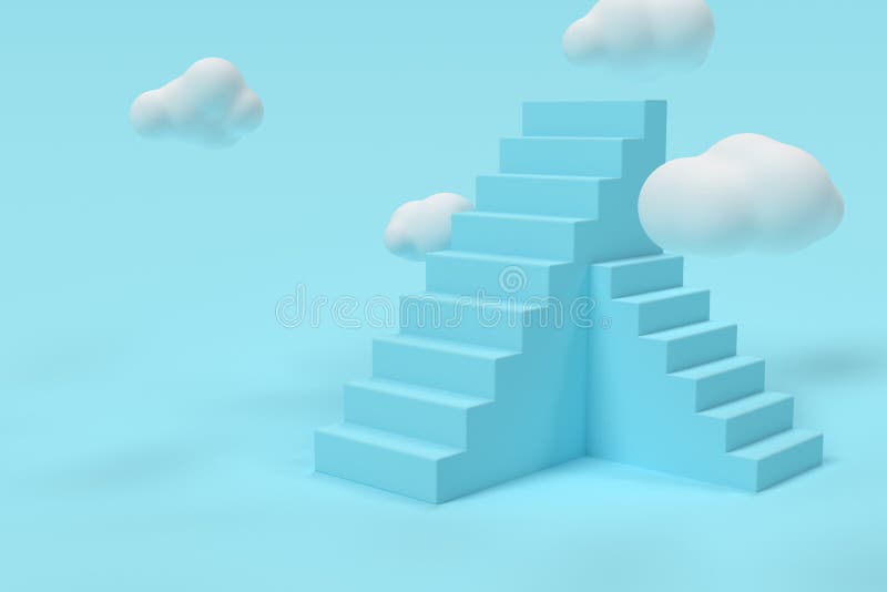3d Blue Stairs with Clouds. Stock Illustration - Illustration of idea ...