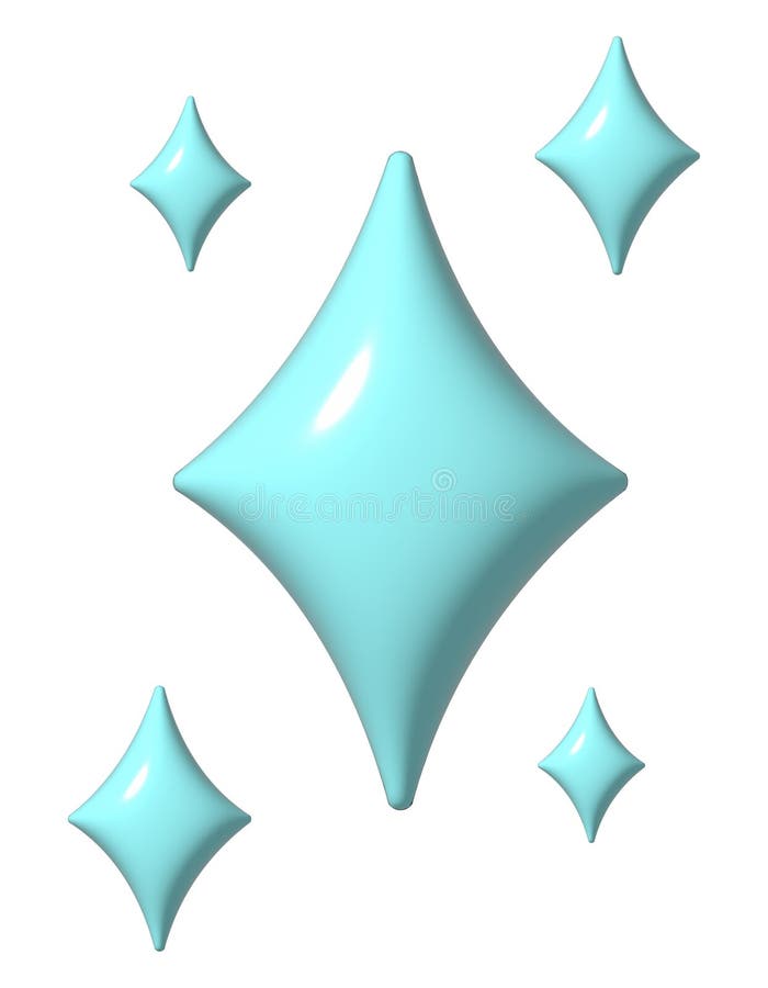 3D Blue Stars Sparkle Icon. Holiday Element Sparkles Symbols. Magic ...