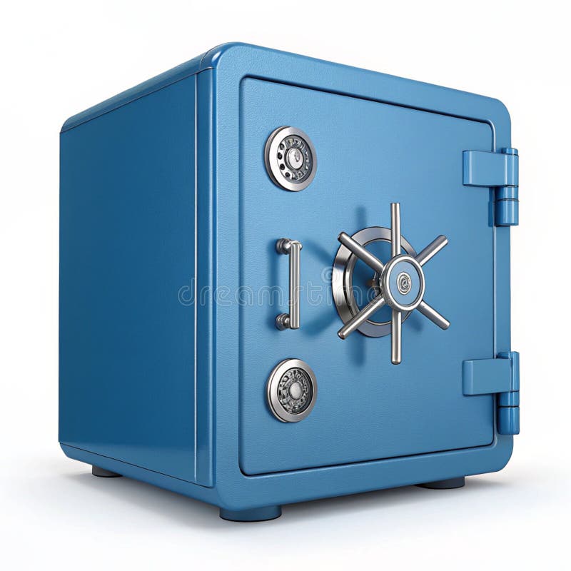 3D Blue Steel Safe Icon on White Stock Illustration - Illustration of ...